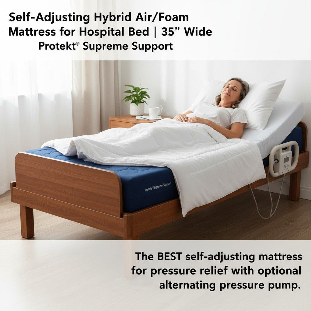 Self-Adjusting Hybrid Air/Foam Mattress for Pressure Relief | 36" Wide